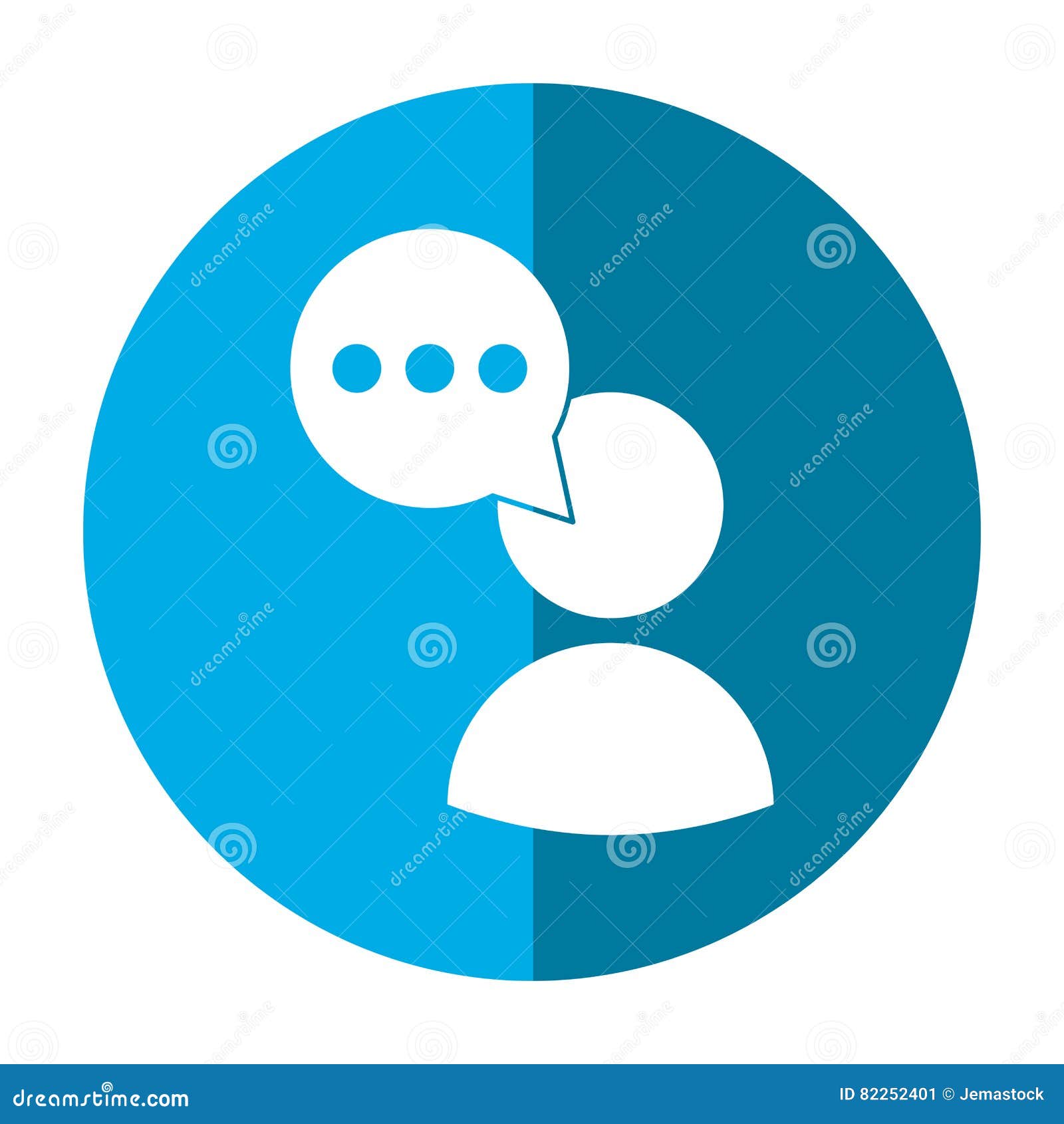 Avatar Speech Bubble Message Media Blue Circle Shadow Stock Vector ...