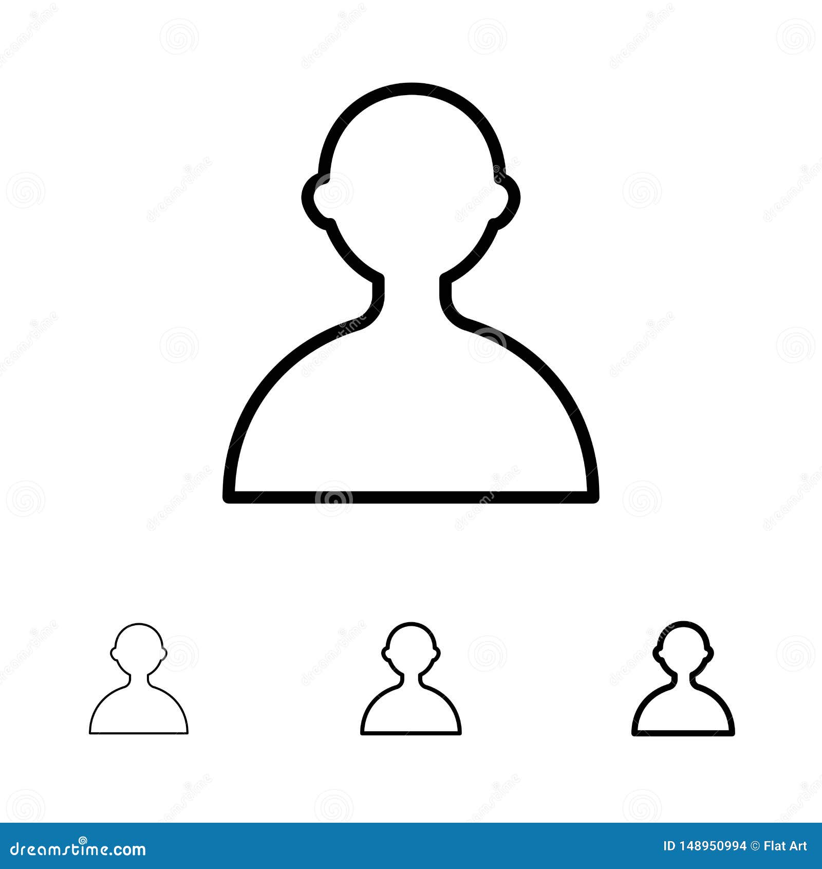 Avatar, User, Basic Bold and Thin Black Line Icon Set Stock Vector ...