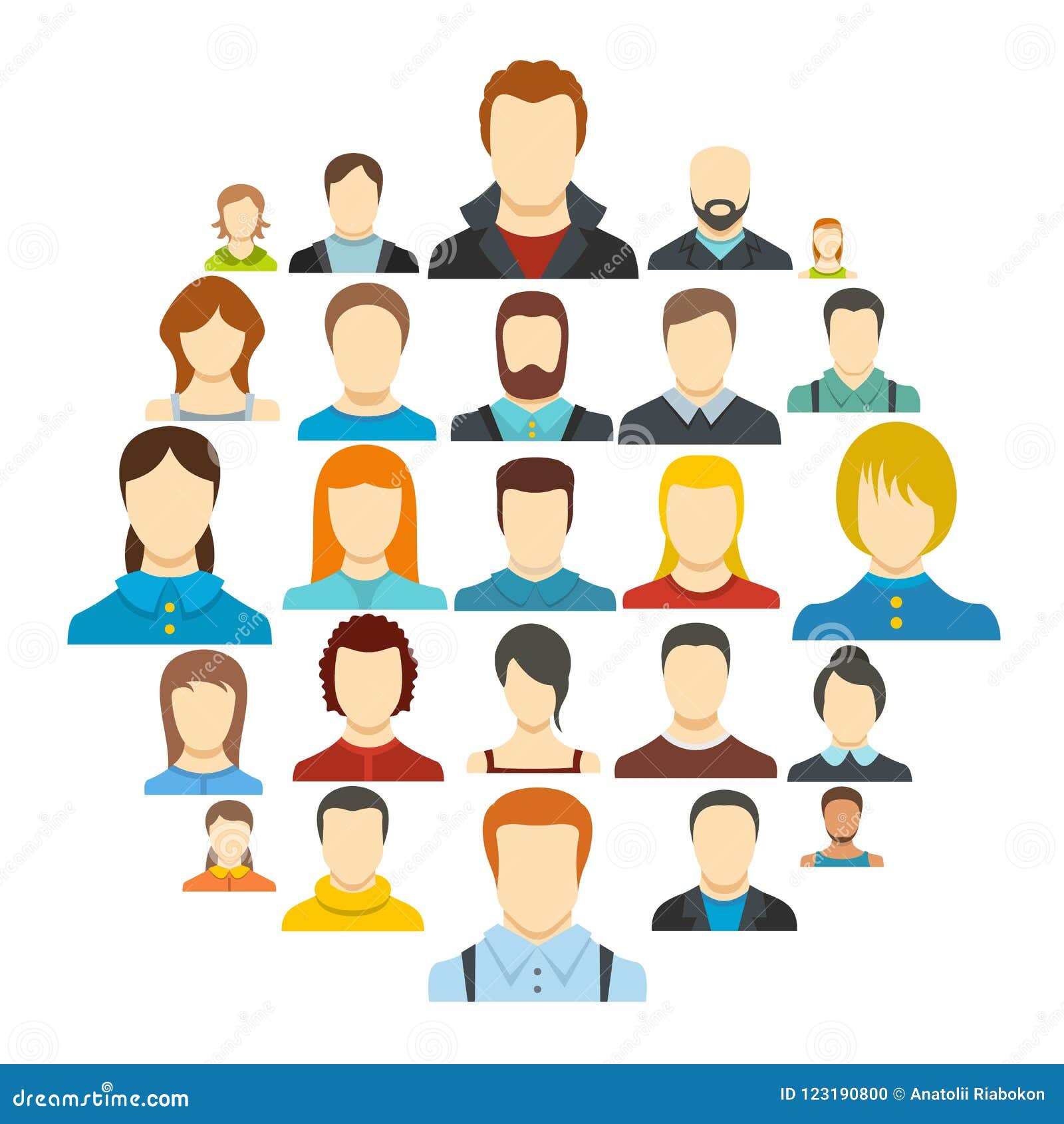Avatar User Icon Set Isolated, Flat Style Stock Illustration ... Avatar User Icon Set Isolated, Flat Style Stock Illustration ...