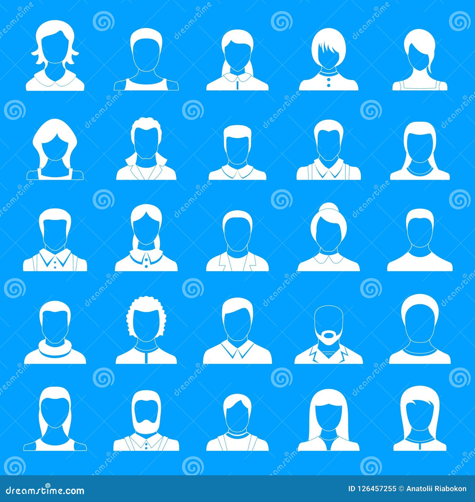 Avatar User Icon Set, Simple Style Stock Vector - Illustration of adult ...