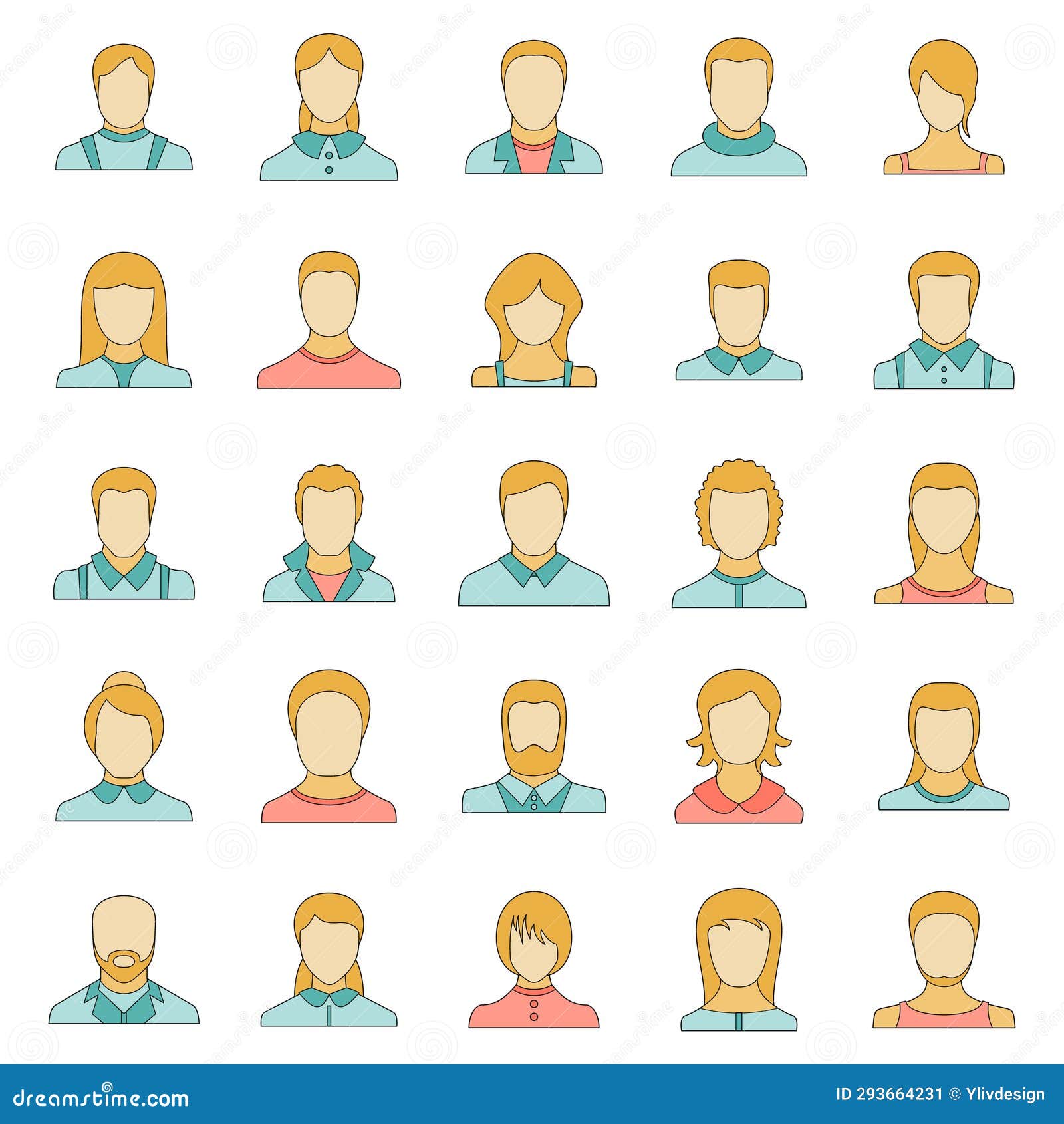 Avatar User Icon Set Vector Color Stock Vector - Illustration of ...