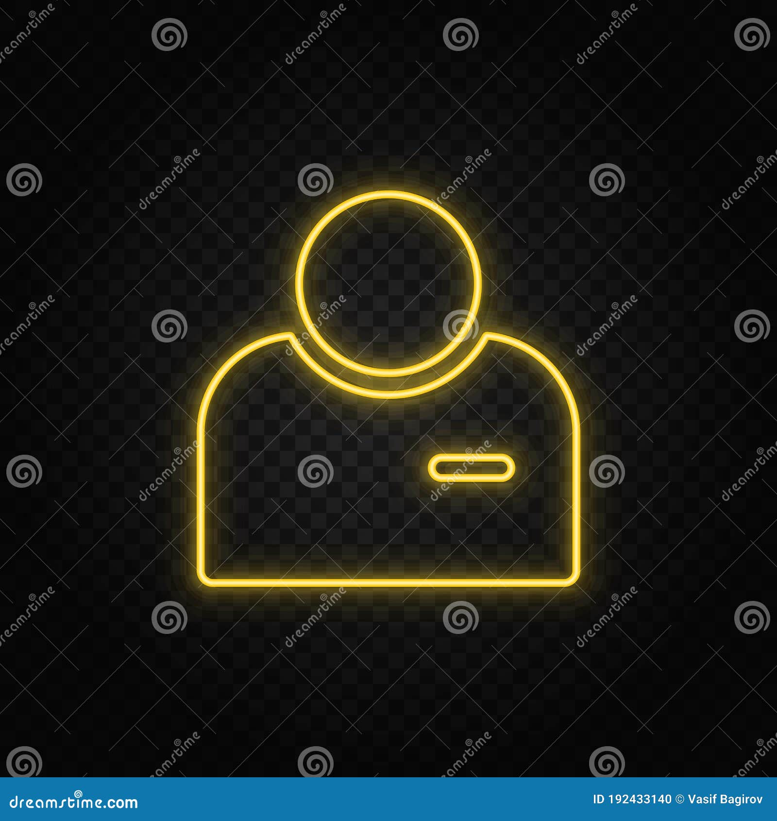 Avatar, User Yellow Neon Icon .Transparent Background Stock Vector ...