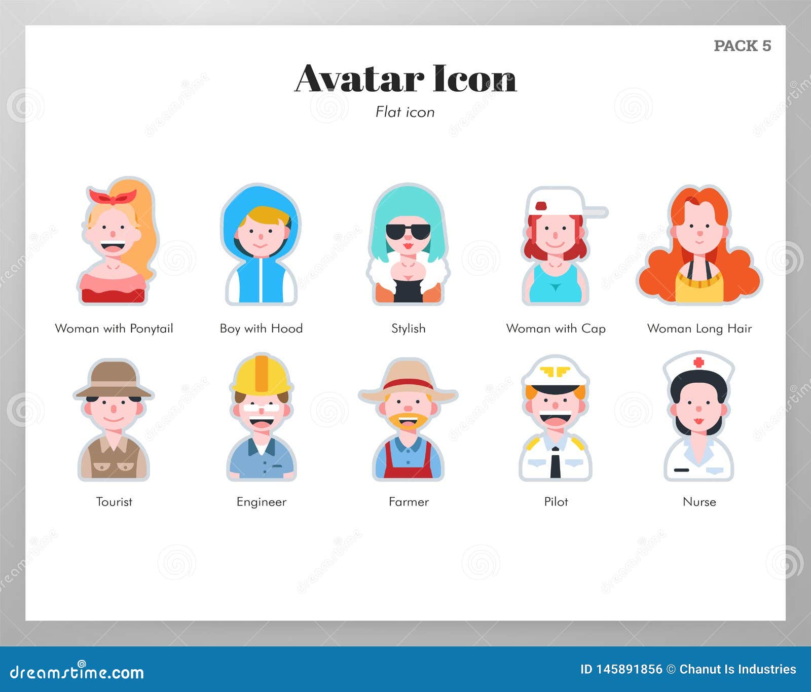 Avatar icon flat pack stock vector. Illustration of captain - 145891856