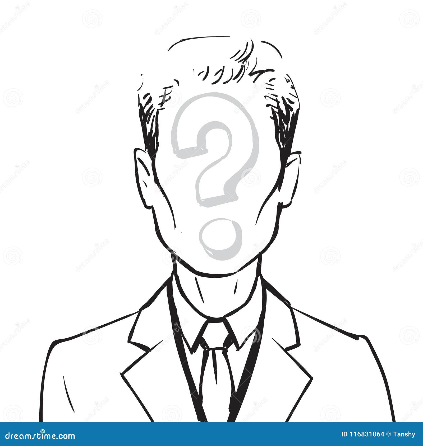 Avatars White Male, Vector, Question Mark Stock Vector - Illustration ...