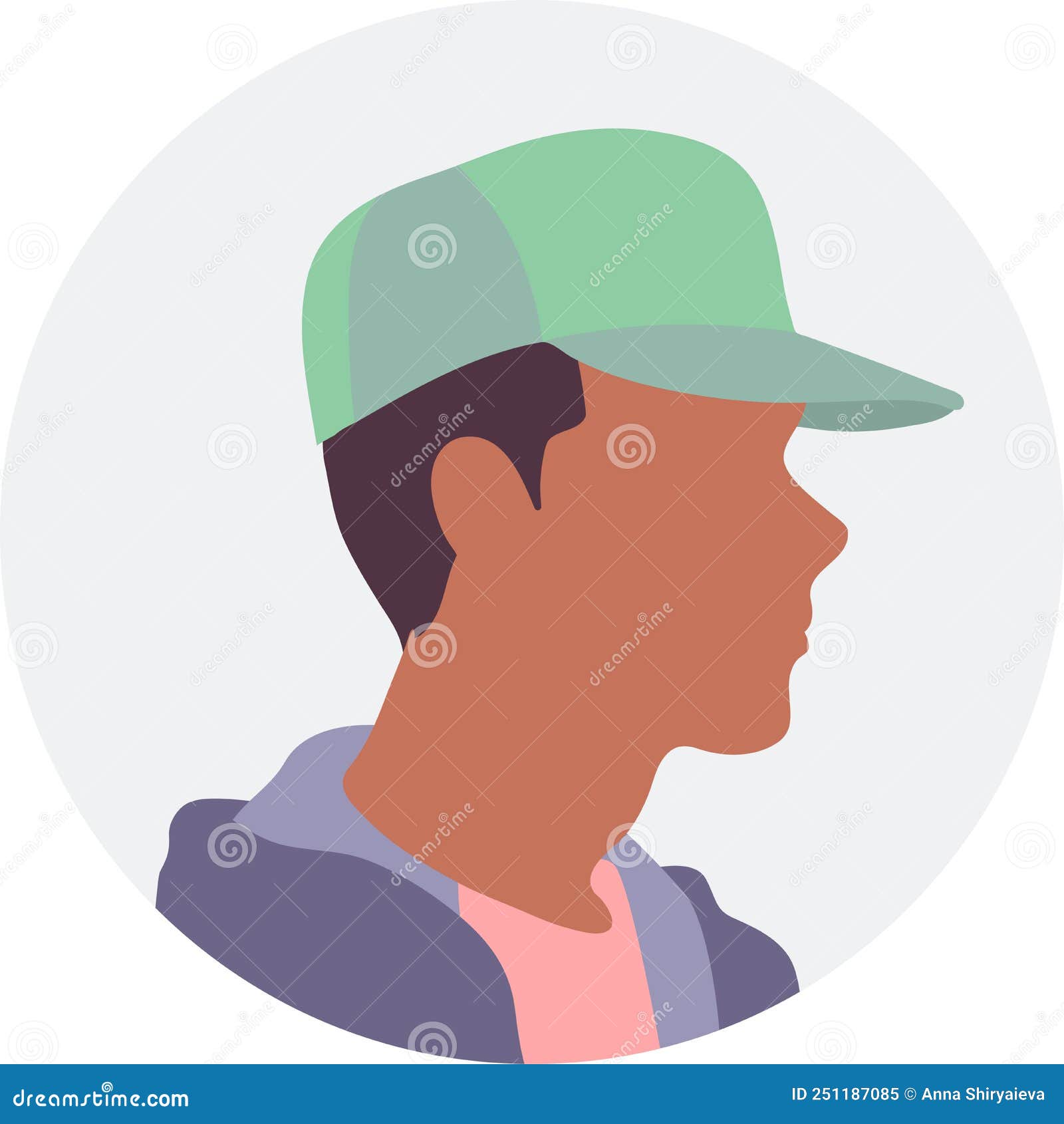 Avatar of a Young Man in a Cap.Vector Illustration in Flat Style. Stock ...