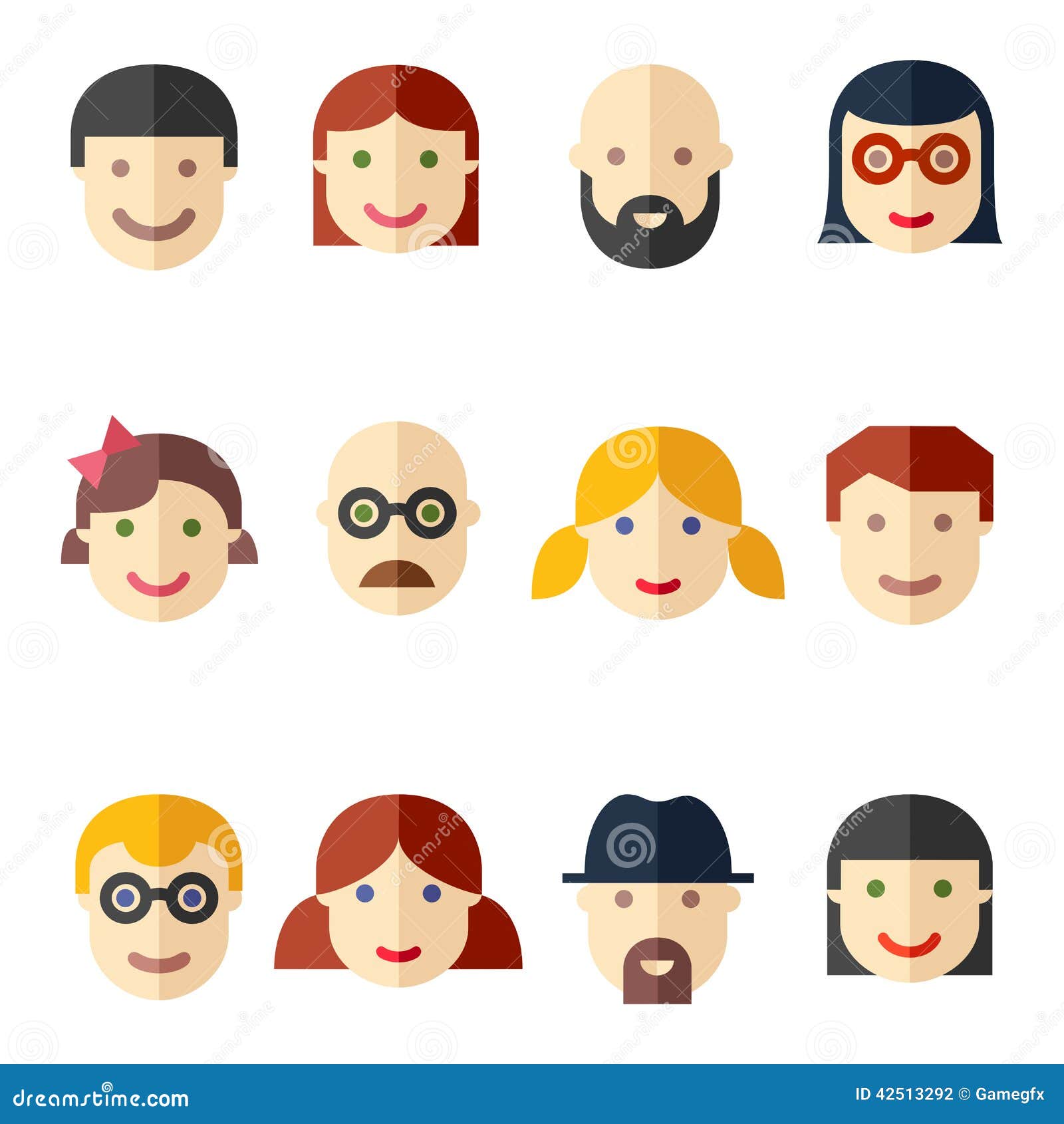 Avatares Planos, Caras, Iconos De La Gente Ilustración del Vector ...