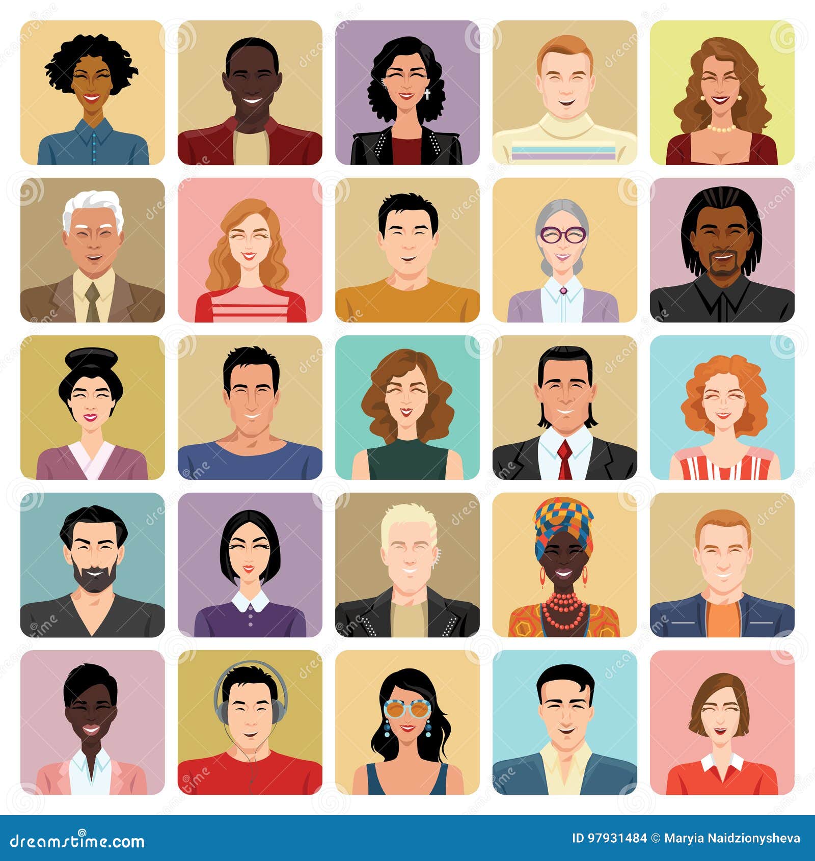 Avatars in cartoon style. stock vector. Illustration of european - 97931484