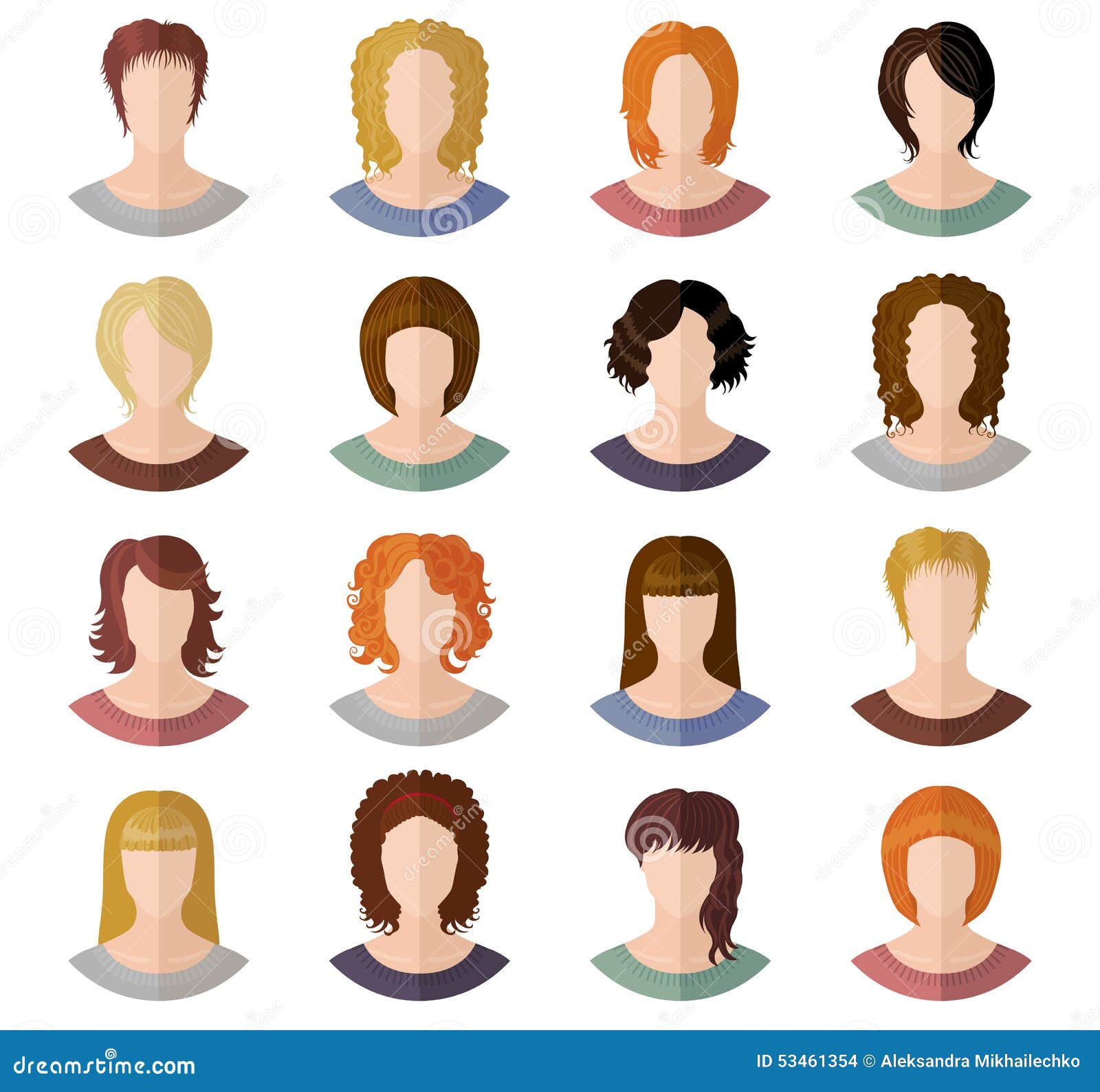 Avatars of Girls in Modern Flat Design Stock Illustration ...