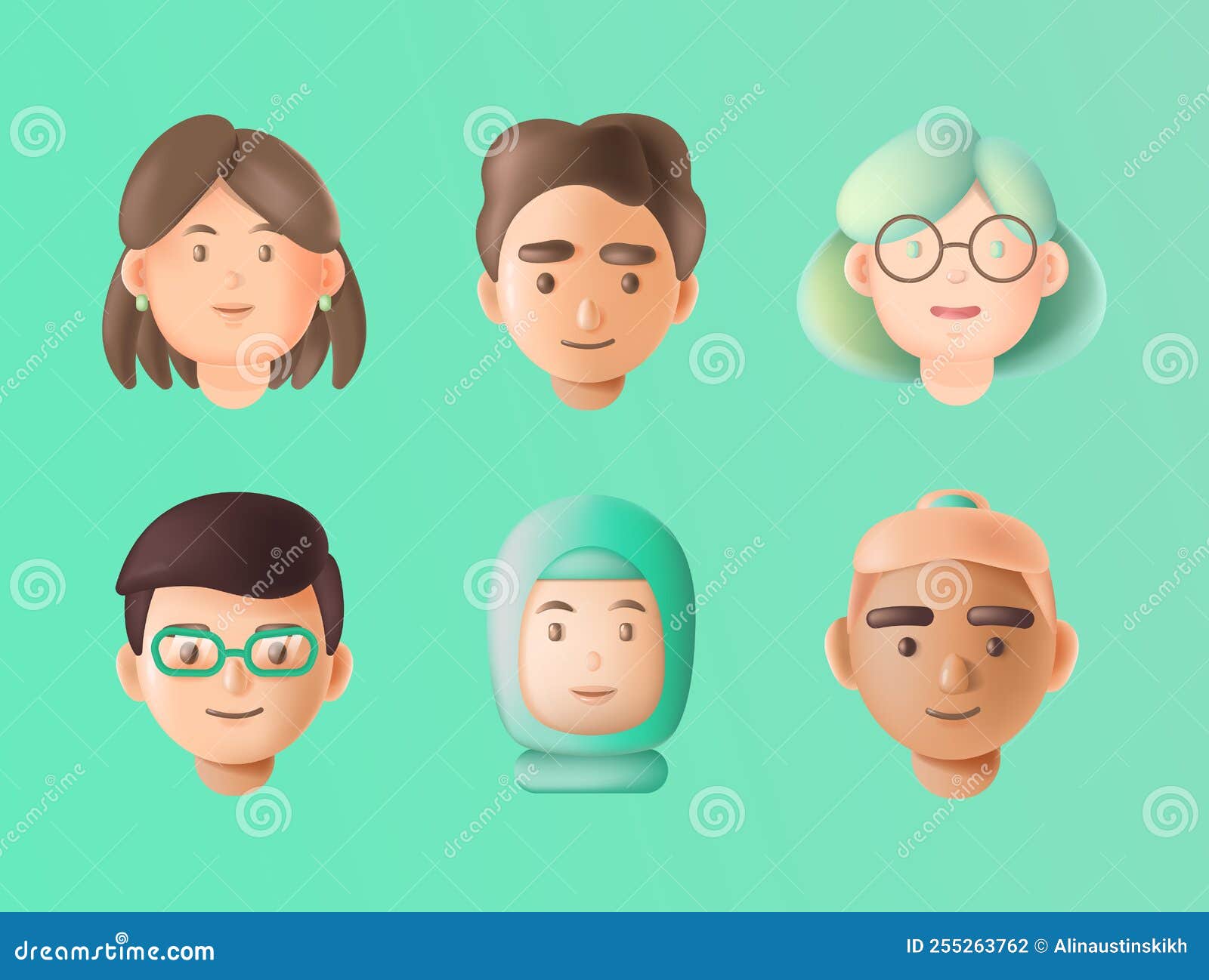 Avatars of Happy People of Different Races Stock Vector - Illustration ...