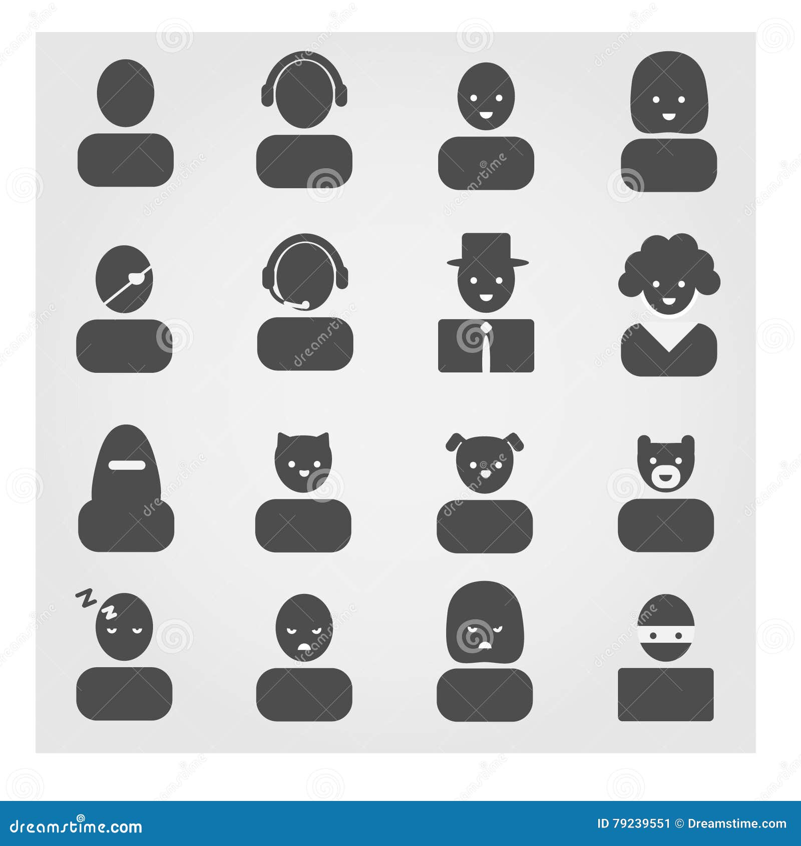 Avatars Icon Pack stock illustration. Illustration of retro - 79239551