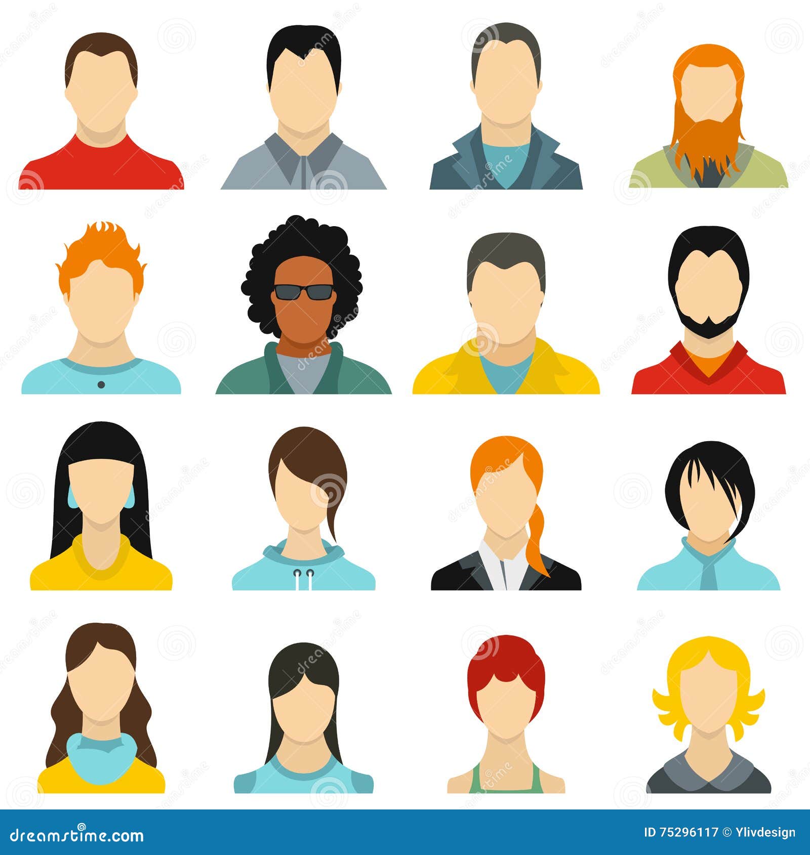 Avatars Icons Set, Flat Style Stock Vector - Illustration of character ...