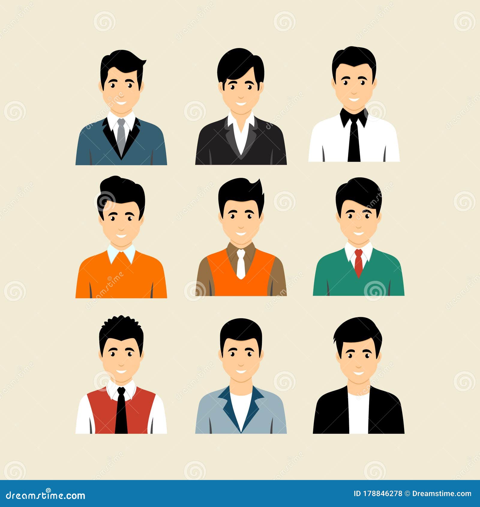 People Avatars Man Business Characters Stock Vector - Illustration of ...