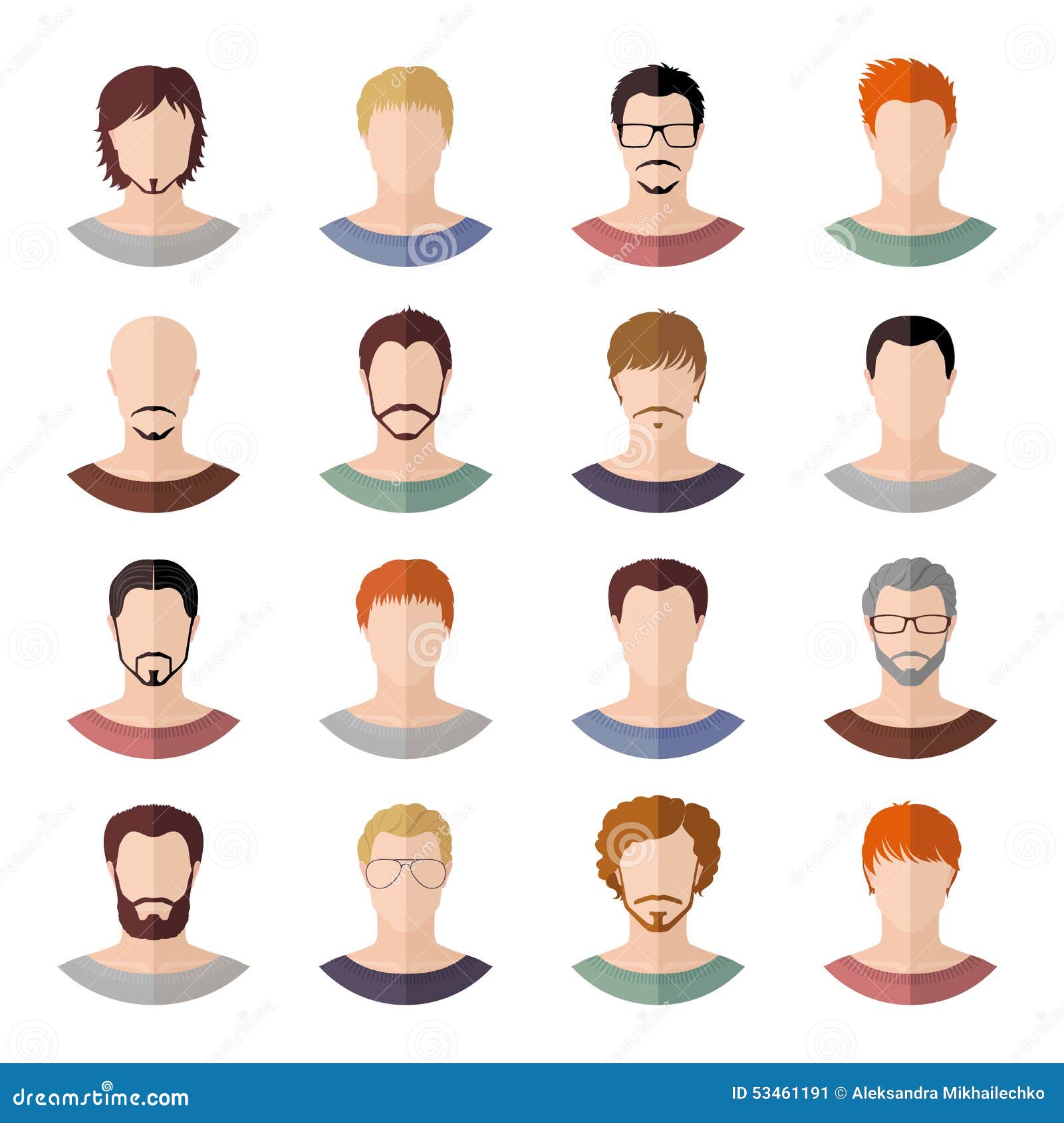Avatars of Men in Modern Flat Design Stock Illustration - Illustration ...