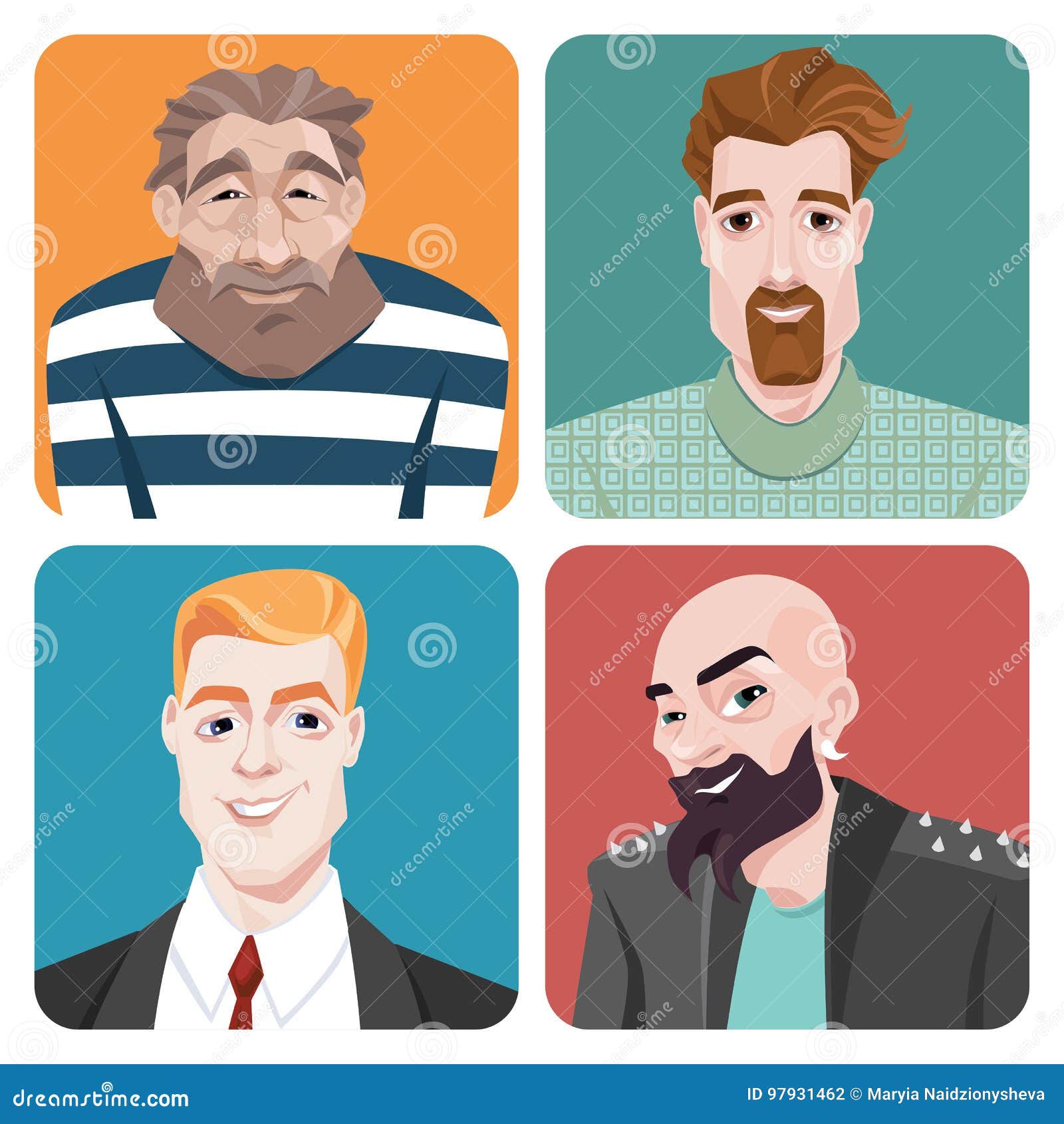 Avatars No Estilo Dos Desenhos Animados Ilustração Do Vetor