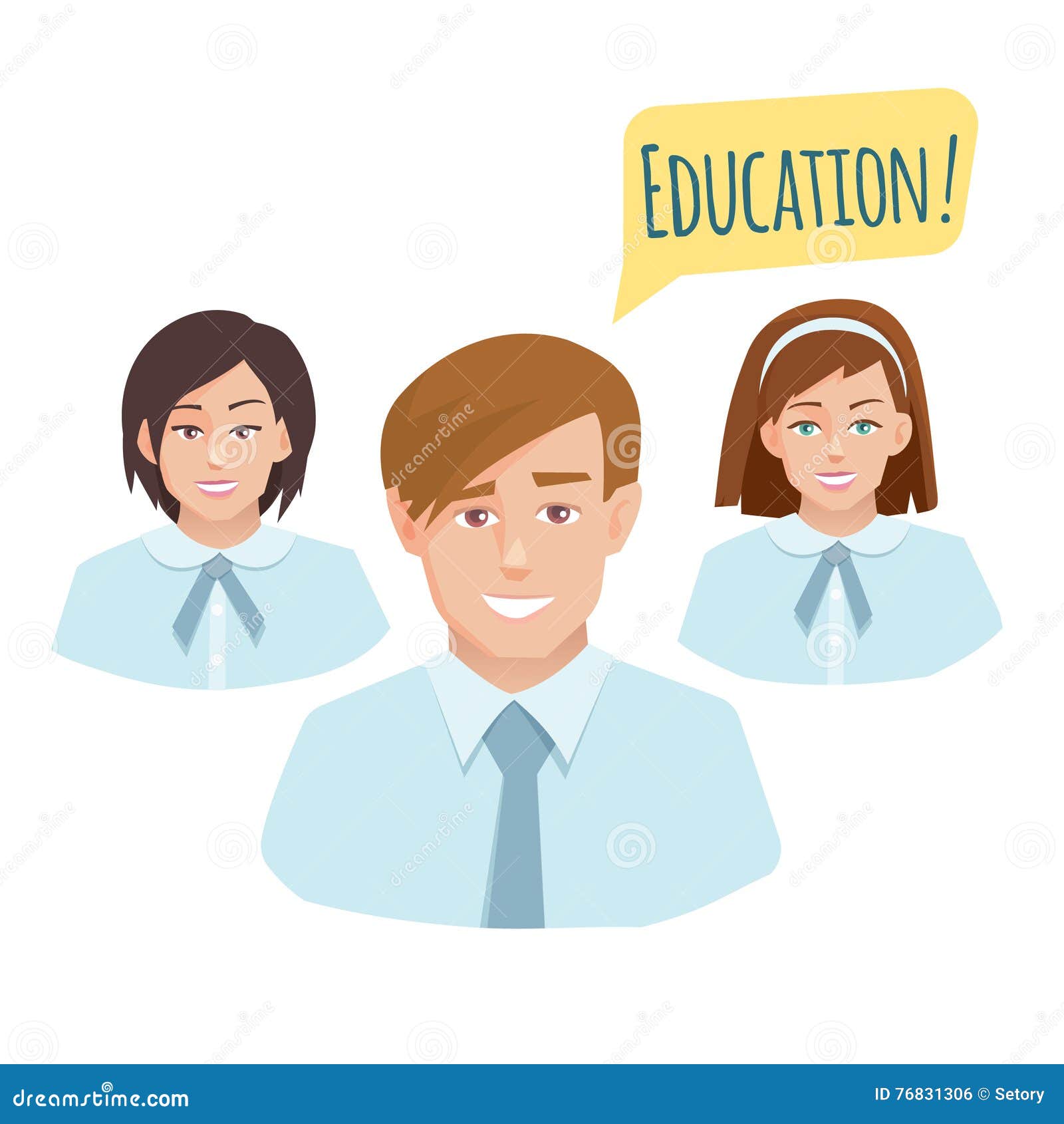 Set Of Six Avatars Of Teenage Boys Of Different Races And Nationalities ...