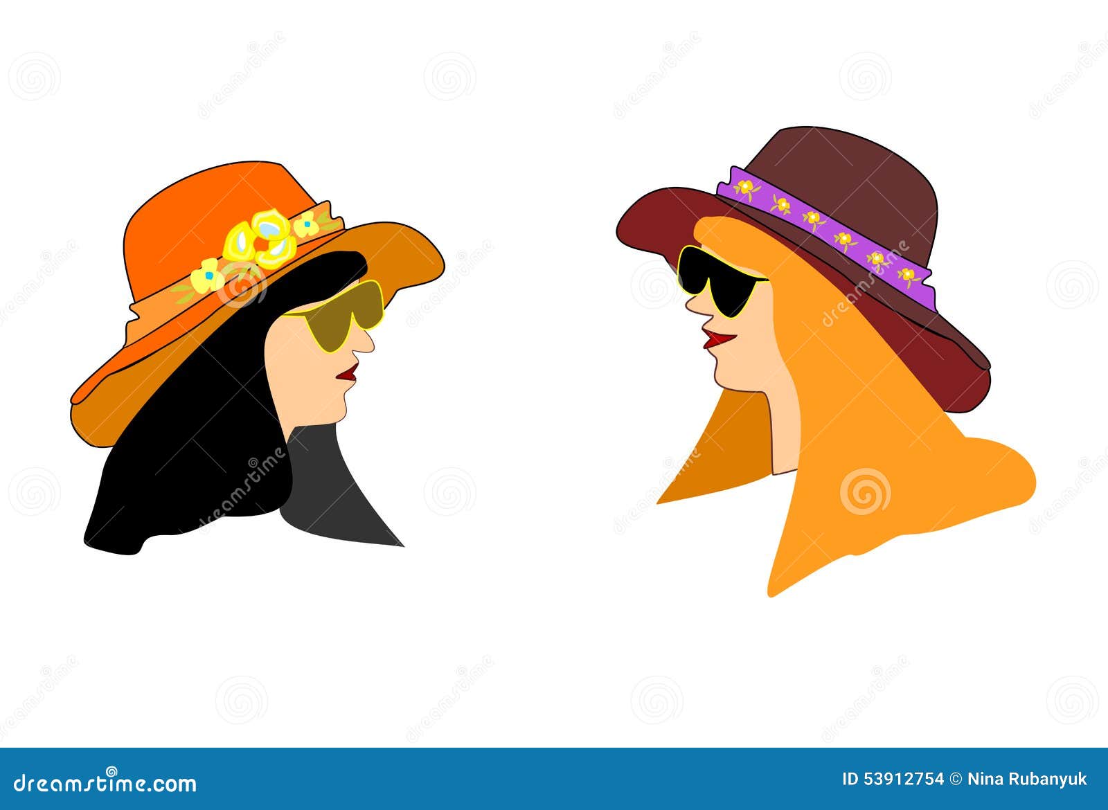 Avatars are Two Girls in Hat Vector Illustration Stock Vector ...