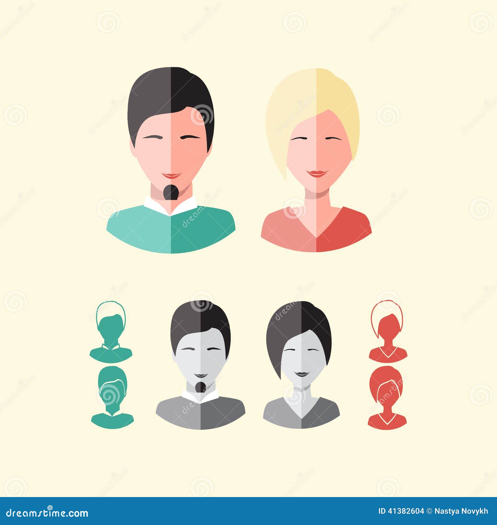 Avatars, Users Flat Modern Style, Men and Women Face Interface Stock ...