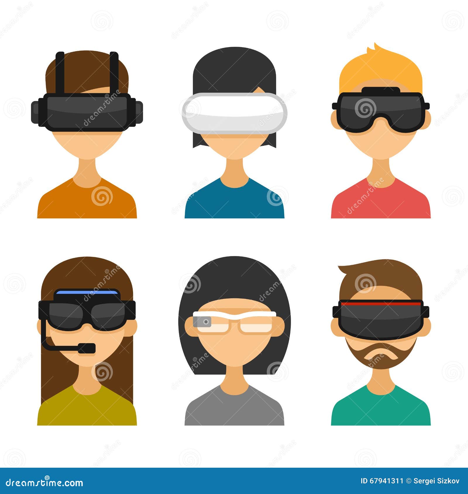 Avatars with Virtual Reality Glasses Icon Set. Flat Style Design Stock ... Avatars with Virtual Reality Glasses Icon Set. Flat Style Design Stock ...