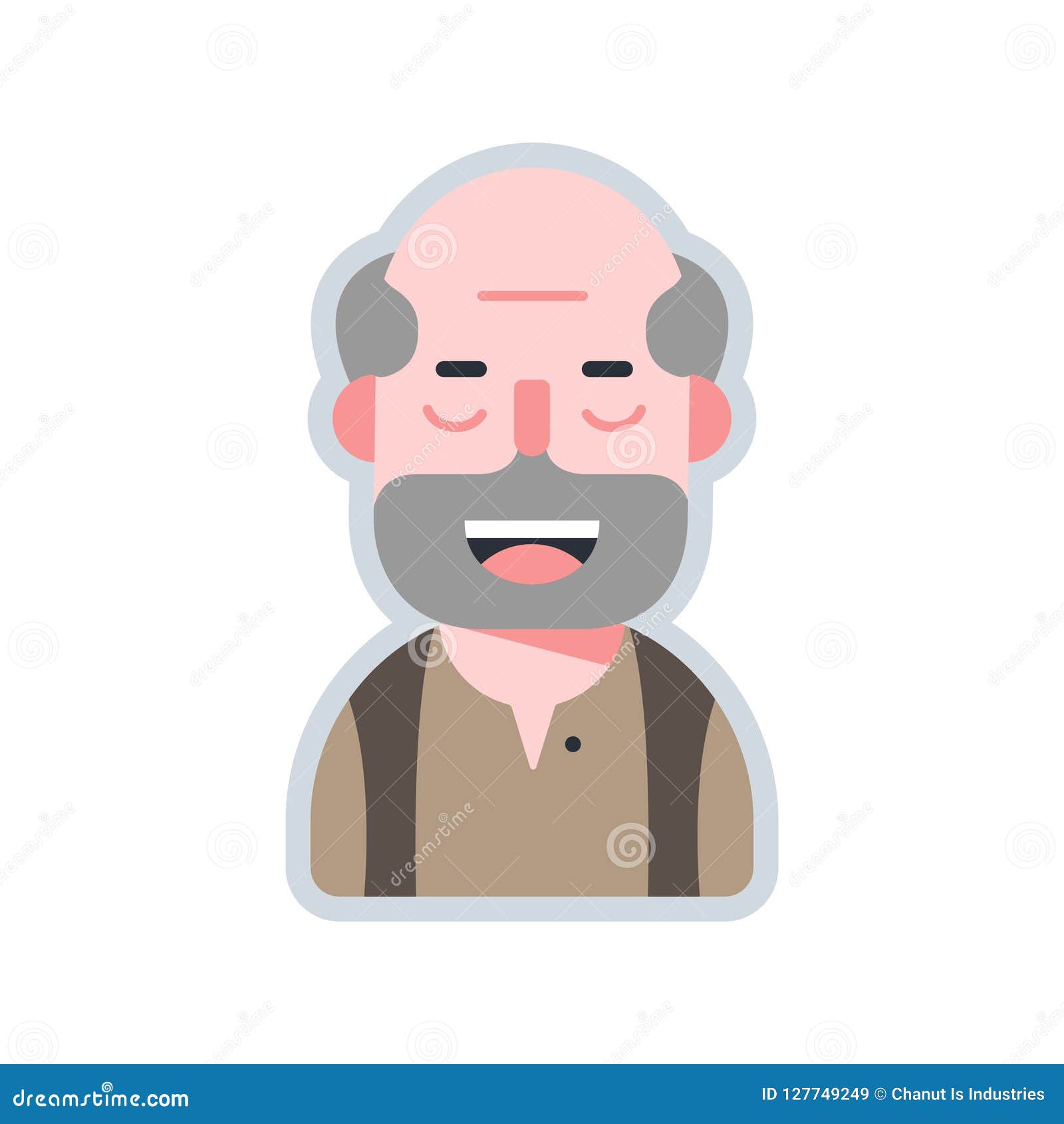 Avatar Old Man Flat Illustration Stock Illustration - Illustration of ...