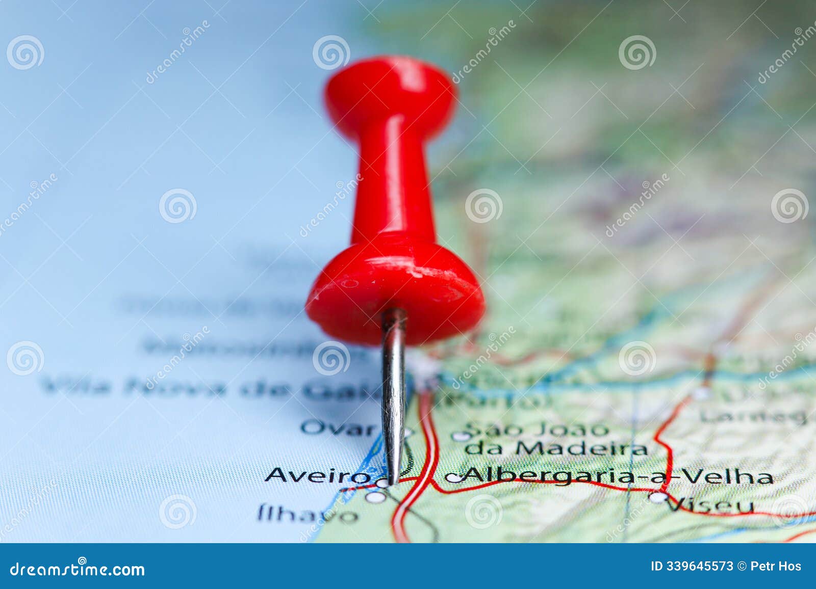 Aveiro, Portugal Pin on Map Stock Image - Image of freedom, guide ...
