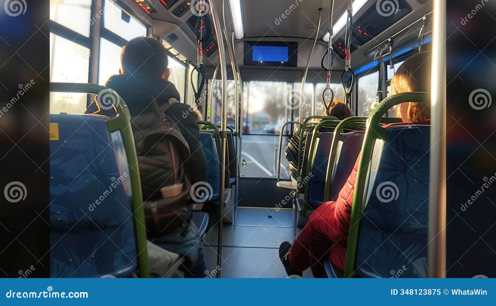 Average European Bus Interior with People Stock Image - Image of ...