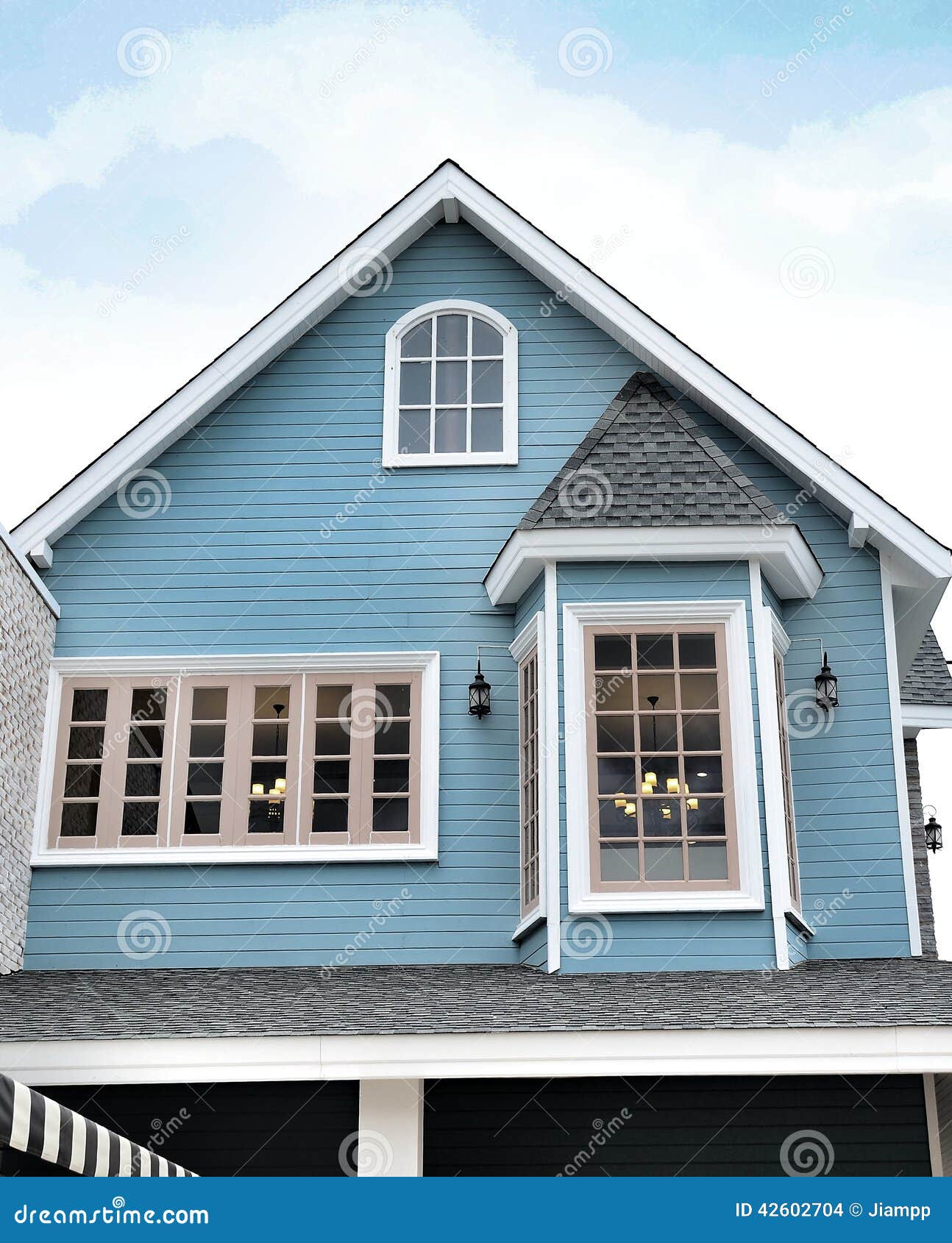 Average Family House With Concrete Pathway Over Front Yard Royalty-Free ...