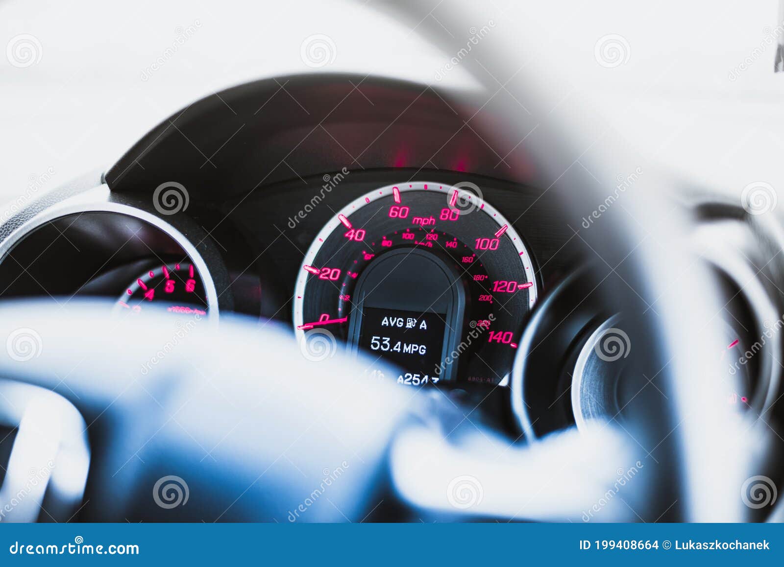 Average Fuel Consumption Display on a Dashboard Stock Photo - Image of ...