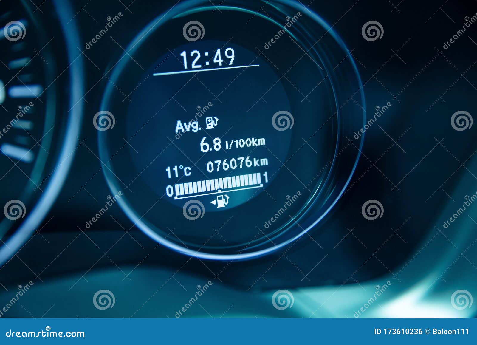 Average Fuel Usage on the Dashboard Stock Photo - Image of control ...