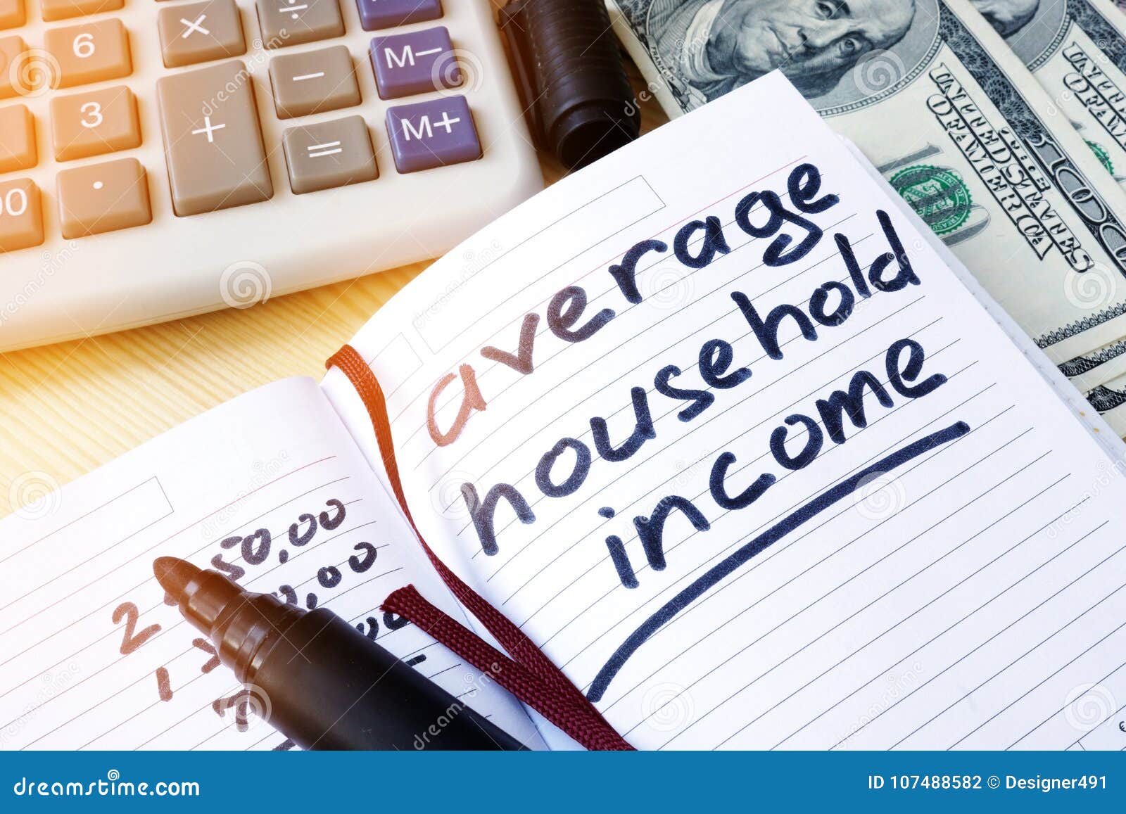 Average Household Income Written in a Note. Stock Photo - Image of ...