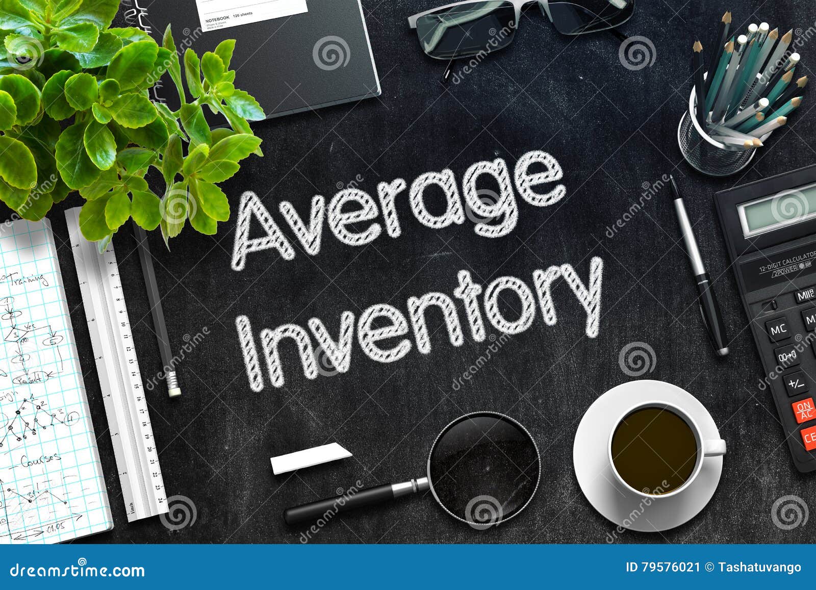 Average Inventory - Text on Black Chalkboard. 3D Rendering. Stock ...