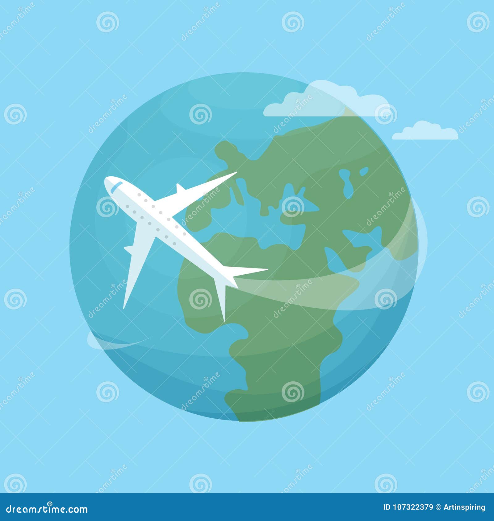 Avión y planeta ilustración del vector. Ilustración de cielo - 107322379