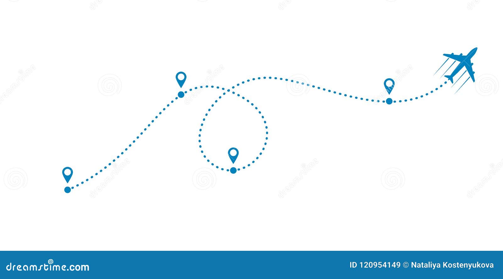 Avión y trayectoria ilustración del vector. Ilustración de ruta - 120954149