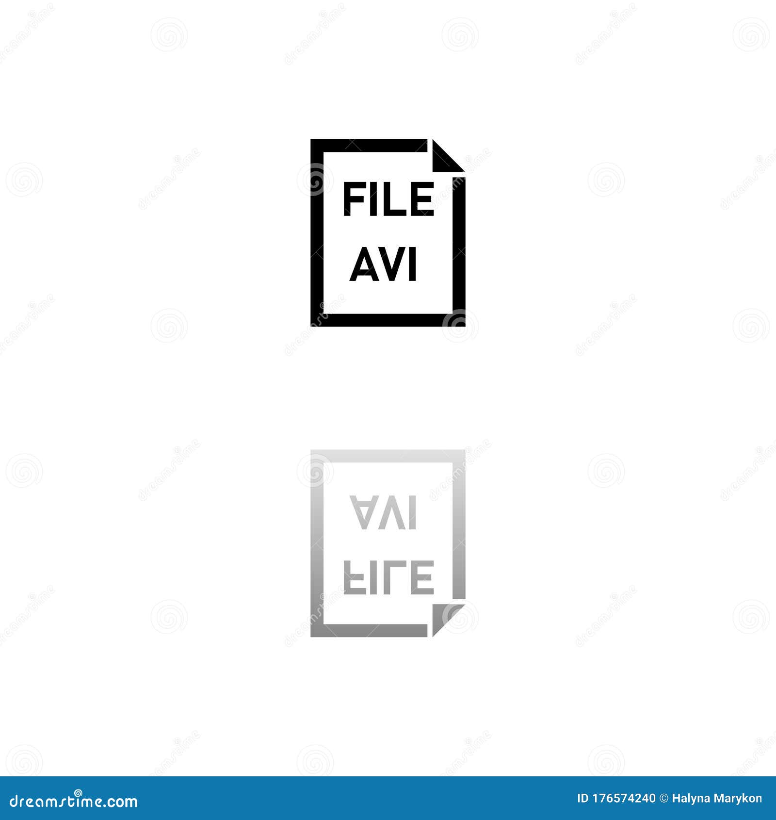 AVI File icon flat stock illustration. Illustration of copy - 176574240