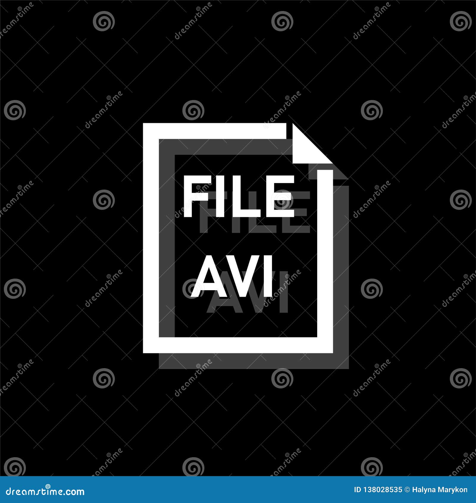 AVI File icon flat stock illustration. Illustration of folio - 138028535