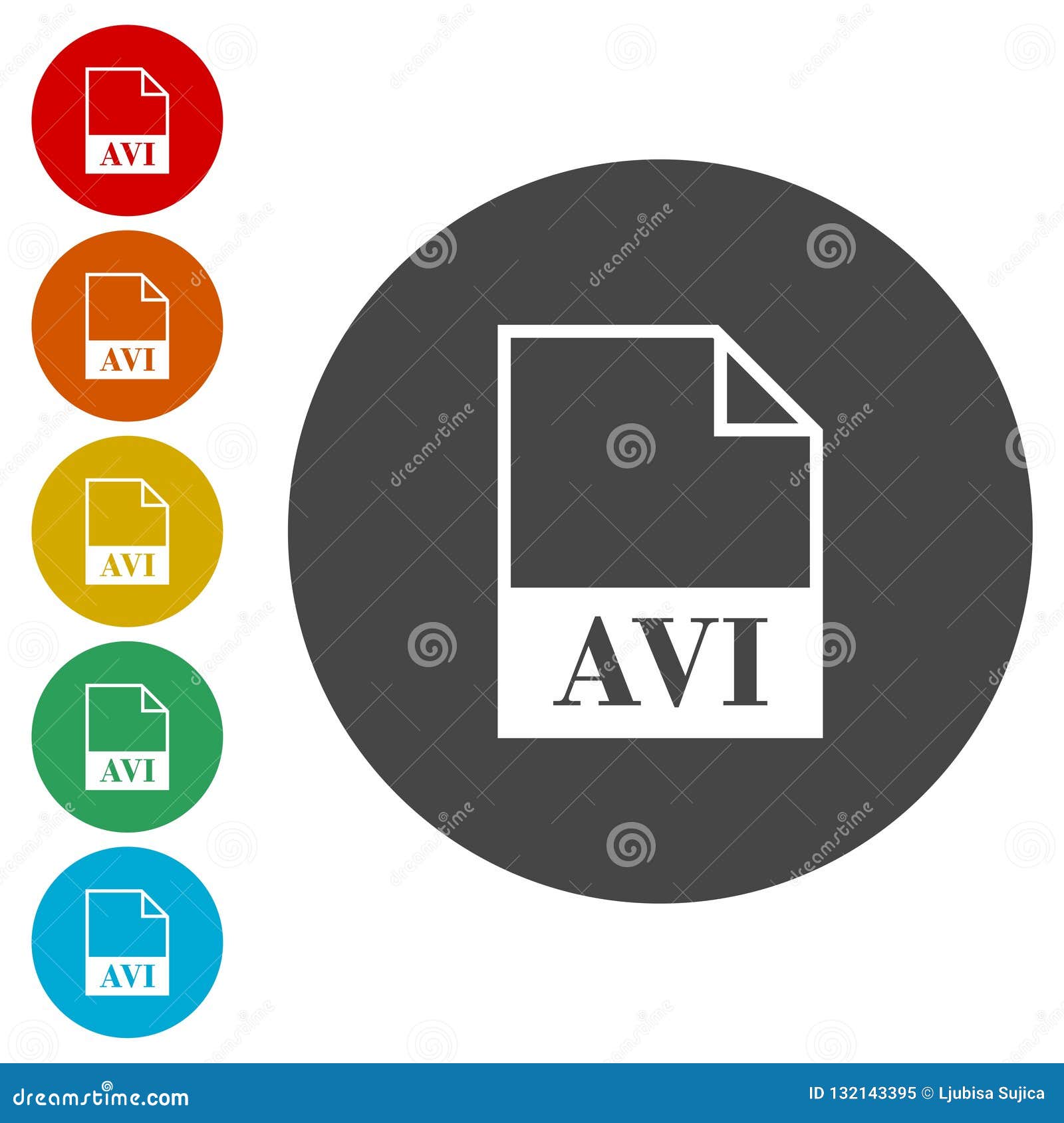 AVI file icons set stock vector. Illustration of document - 132143395