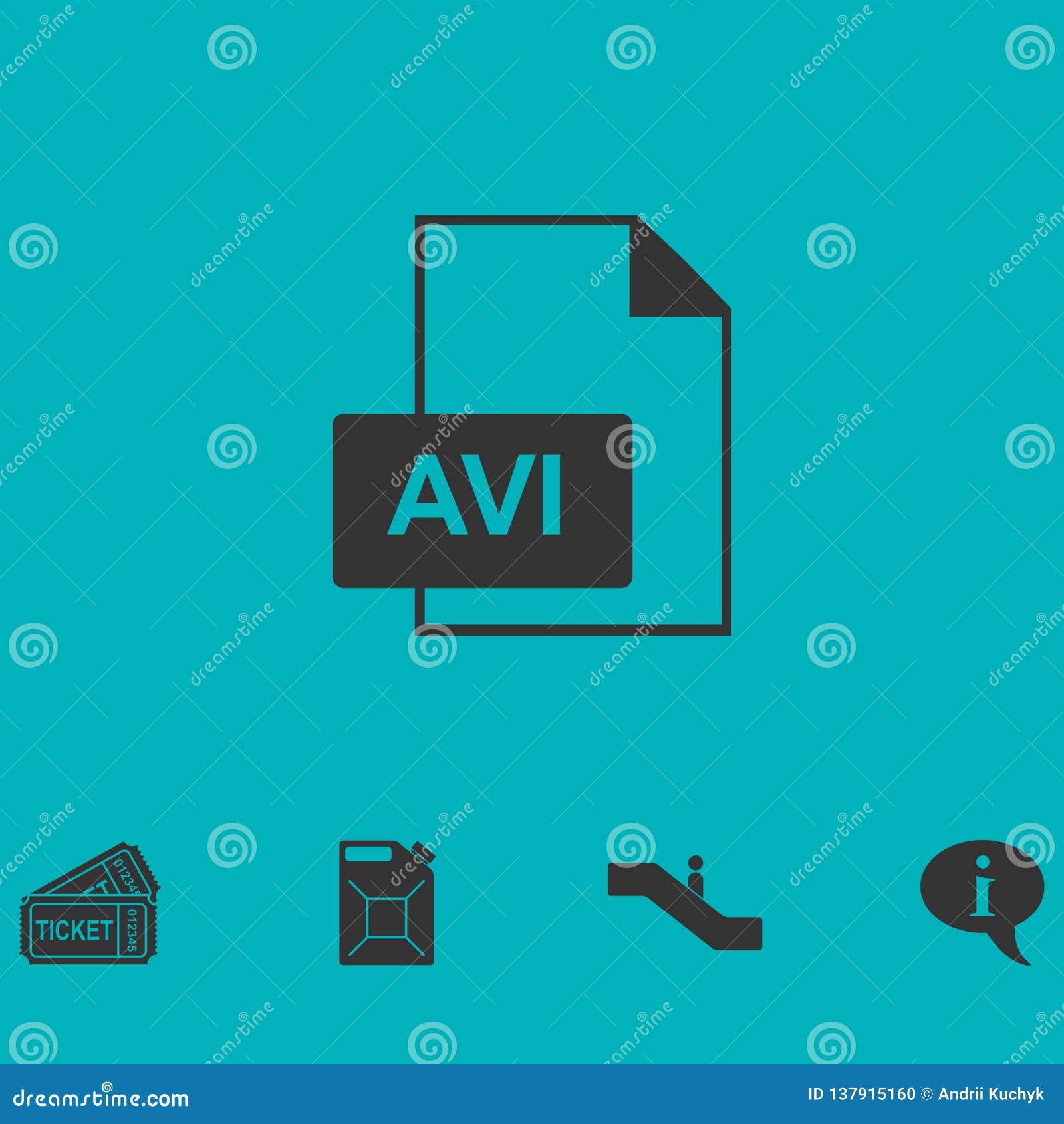 AVI icon flat stock vector. Illustration of button, information - 137915160