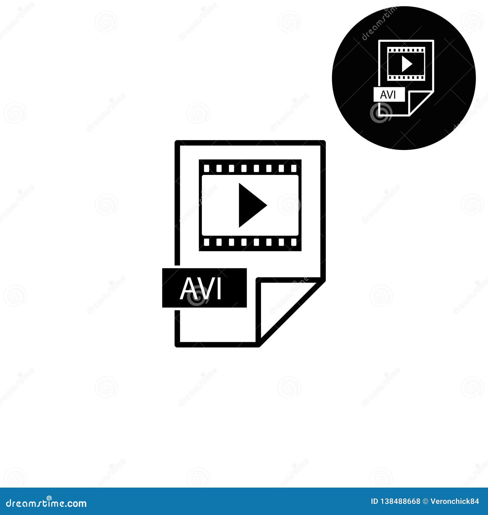 Avi Icon - White Vector Icon Stock Vector - Illustration of download ...