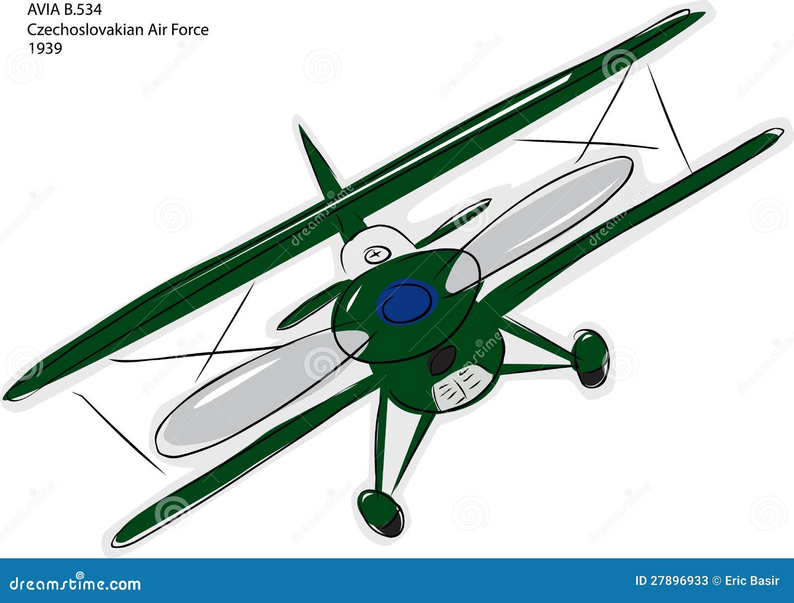 Avia B.534 Biplane Sketch stock vector. Illustration of doodle - 27896933