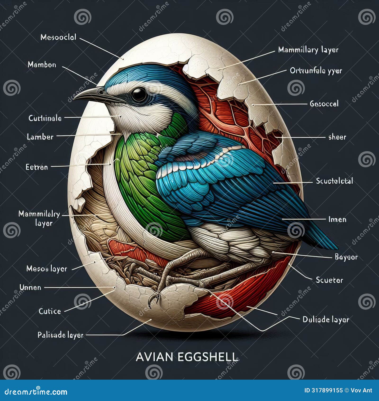 211 Avian Eggshell_ the Outermost Layer of a Bird S Egg is Call Stock ...
