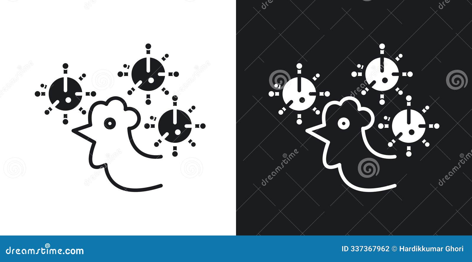 Avian Influenza Thin Line Vector Icon Set Stock Vector - Illustration ...