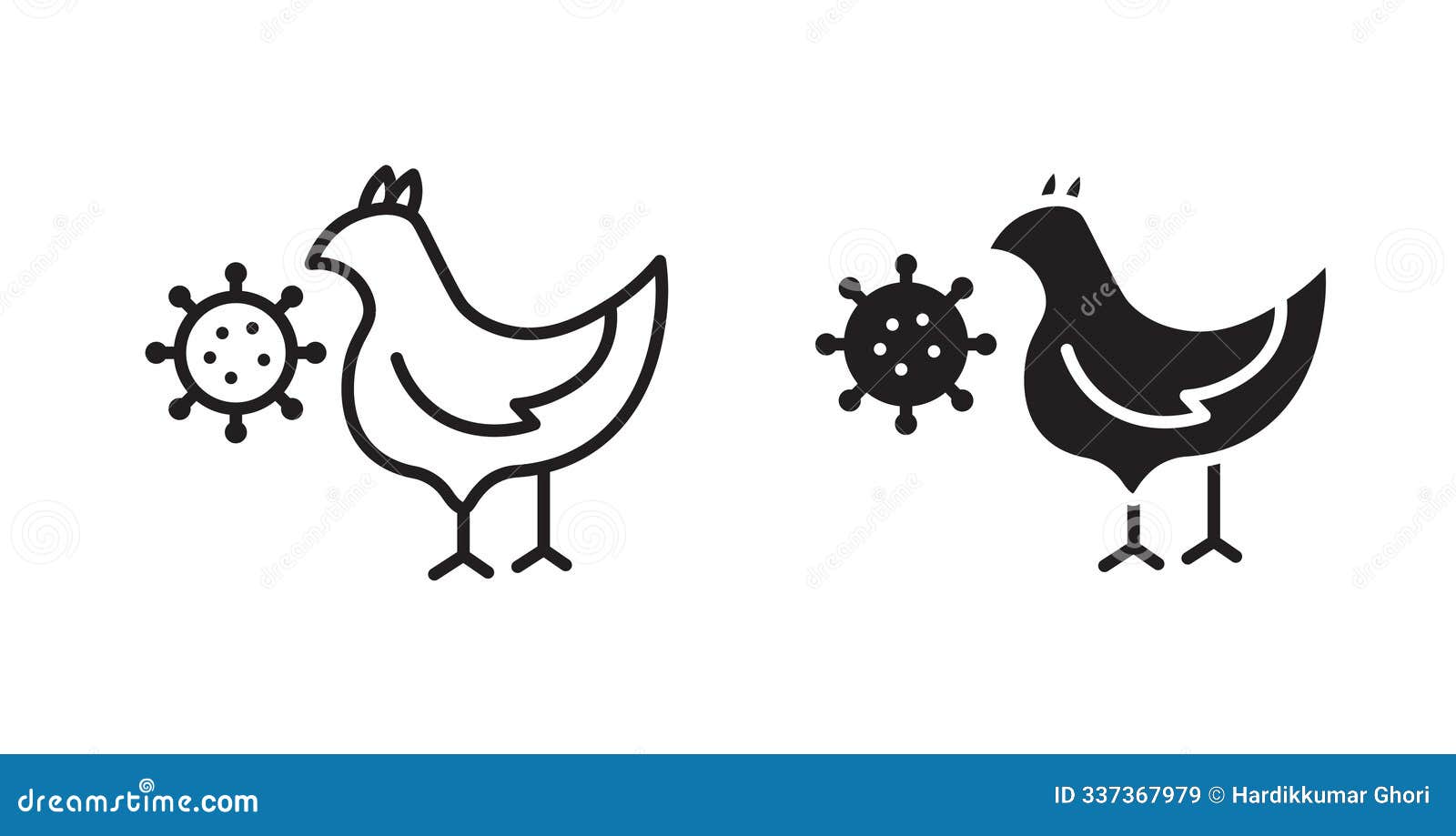 Avian Influenza Thin Line Vector Icon Set Stock Vector - Illustration ...