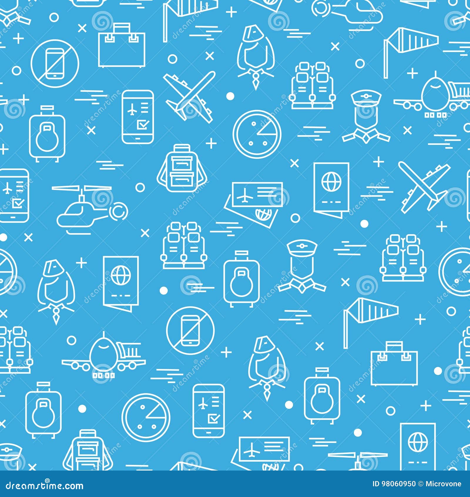 Aviation or Airport Seamless Pattern Design Stock Vector - Illustration ...