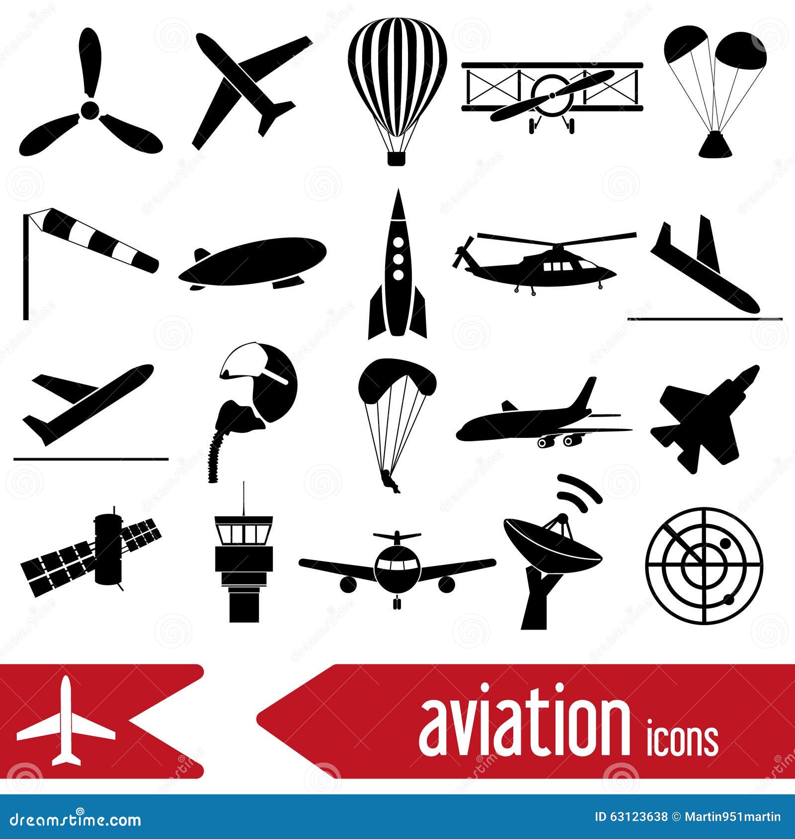 Aviation Big Set of Simple Icons Eps10 Stock Vector - Illustration of ...