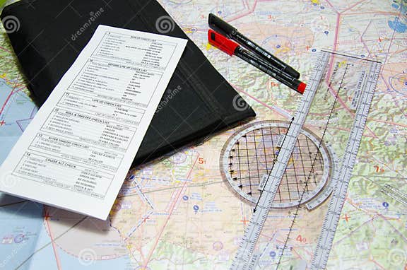Aviation Chart and Planning Intruments Stock Photo - Image of aviation ...