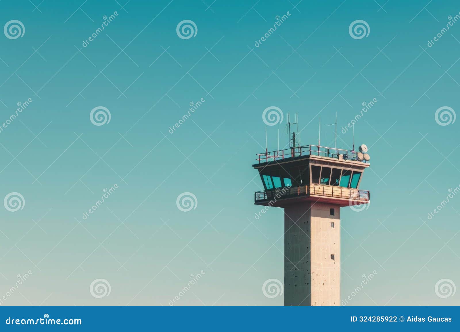 Aviation Control Tower Overseeing Clear Sky Guiding Flights Safely ...