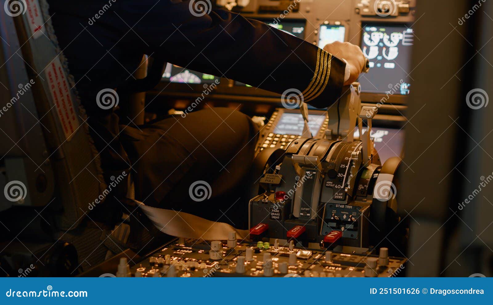 Aviation Crew Flying Airplane with Engine Lever To Throttle Stock Photo ...