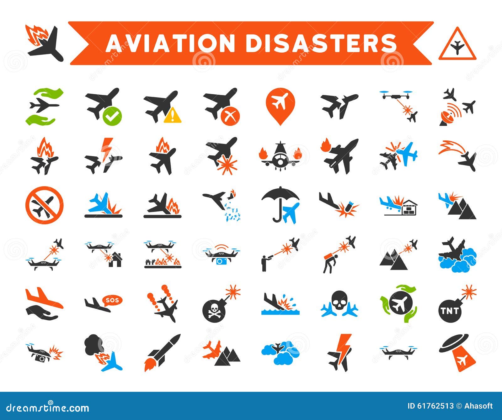 Aviation Disasters Vector Icons Stock Vector - Illustration of plane ...