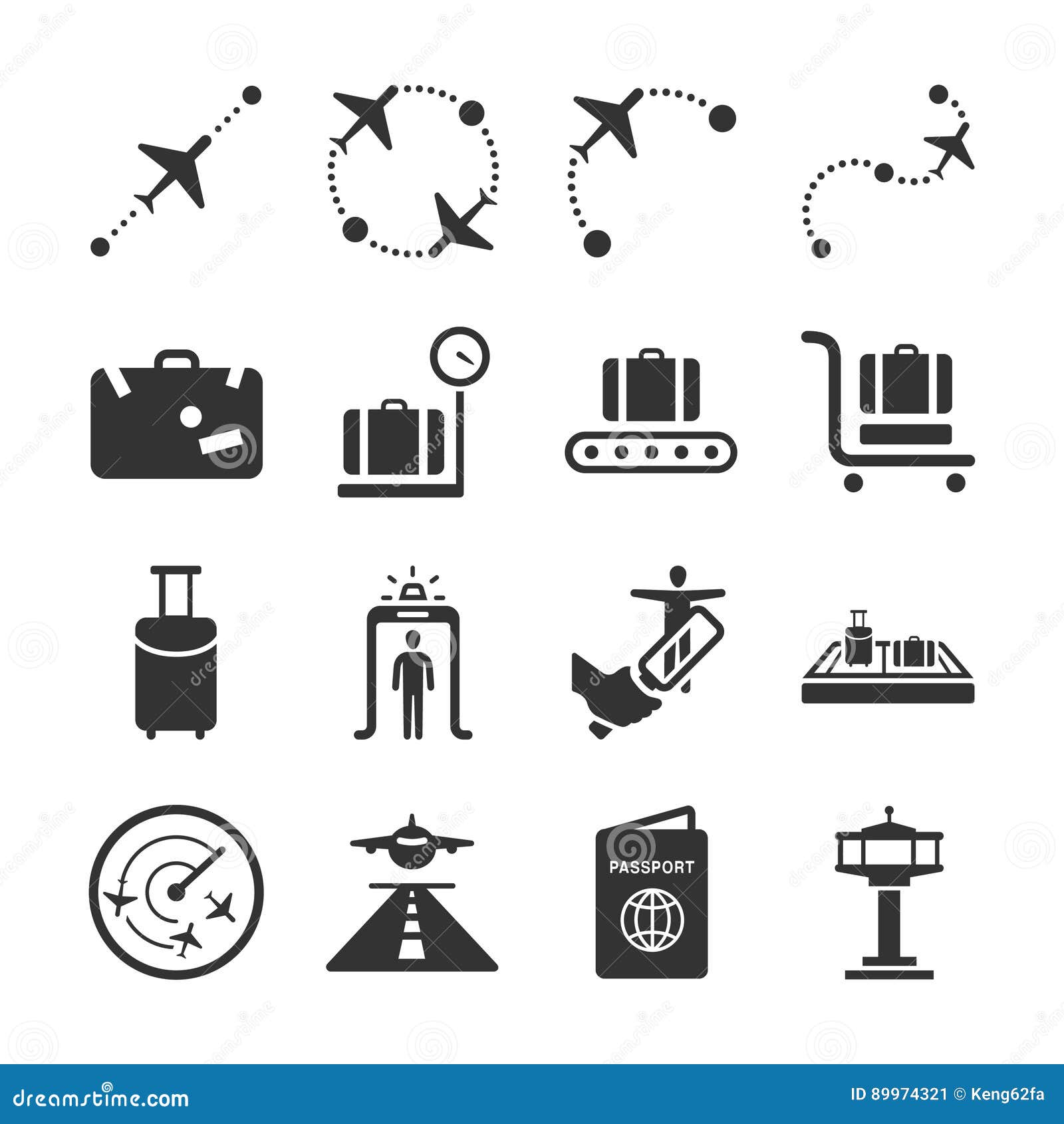 Aviation icon series 1 stock vector. Illustration of suitcase - 89974321