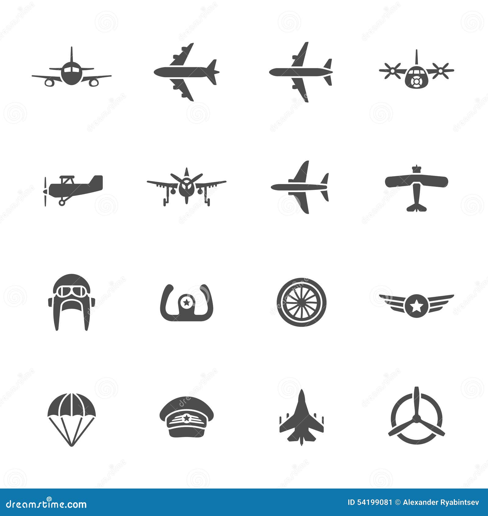 Aviation icon set. stock vector. Illustration of check - 54199081