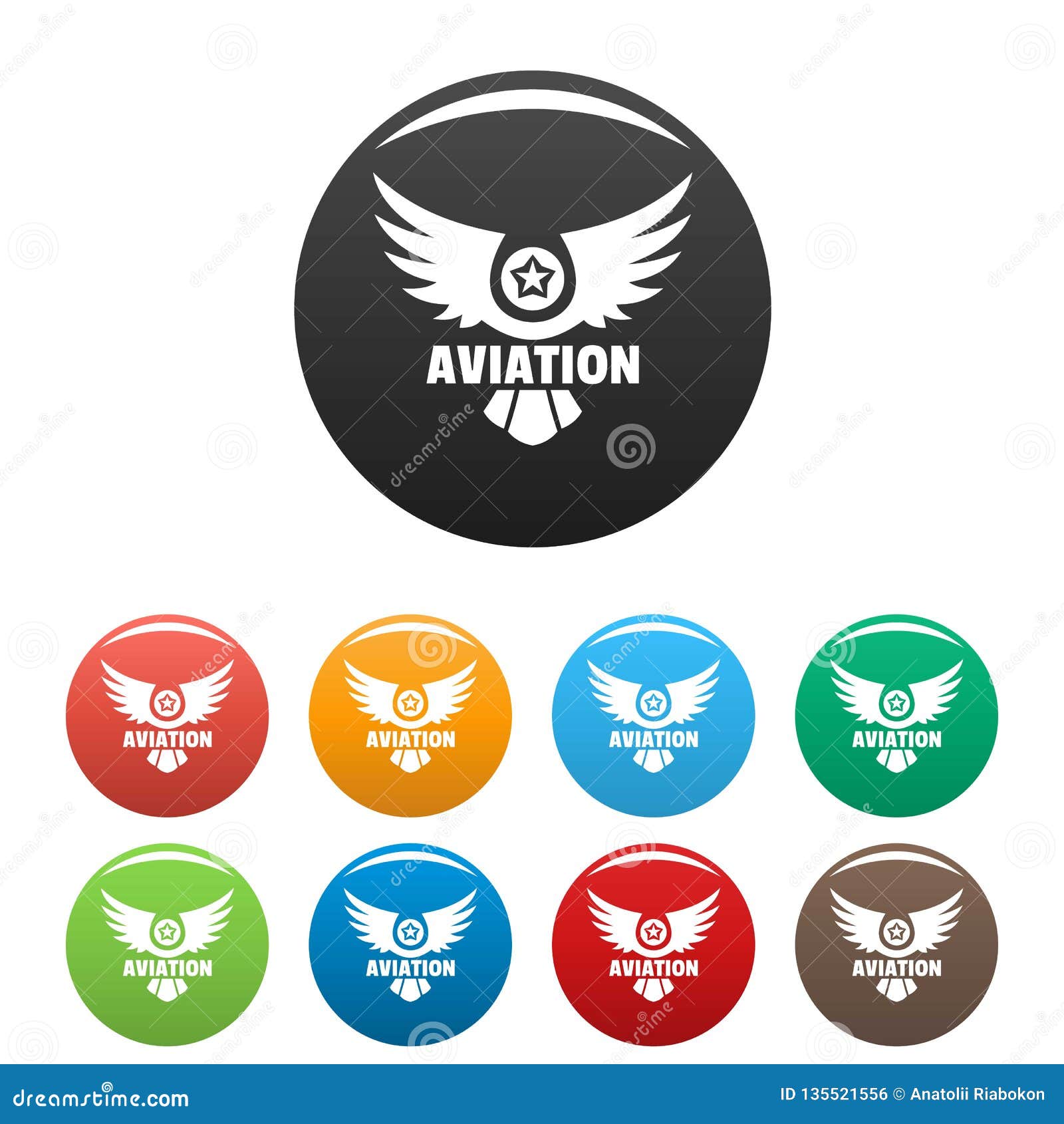 Aviation icons set color stock vector. Illustration of plane - 135521556